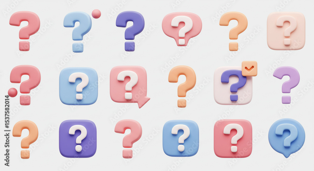 Ilustración de Stock Question Marks Clipart Pastel Hues Soft Textures ...