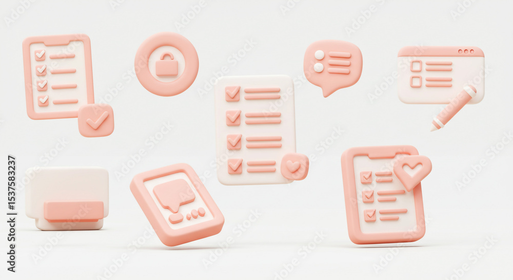 Pink To Do List Checklist Icons Vector Graphics Website UI Design Task ...