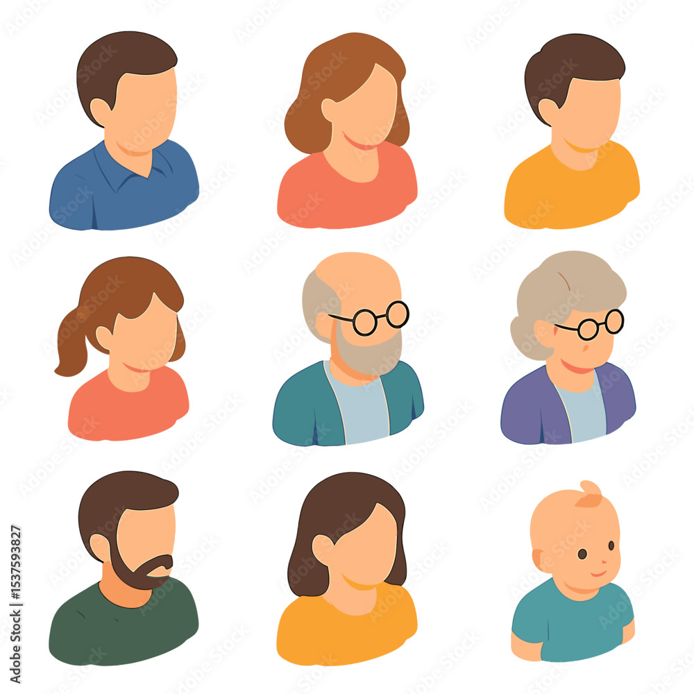 Vettoriale stock di Family Role Icons. Isometric Flat icon set of ...
