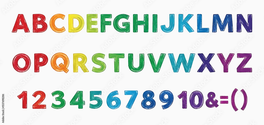 Rainbow watercolor alphabet vector, colorful uppercase letters and ...