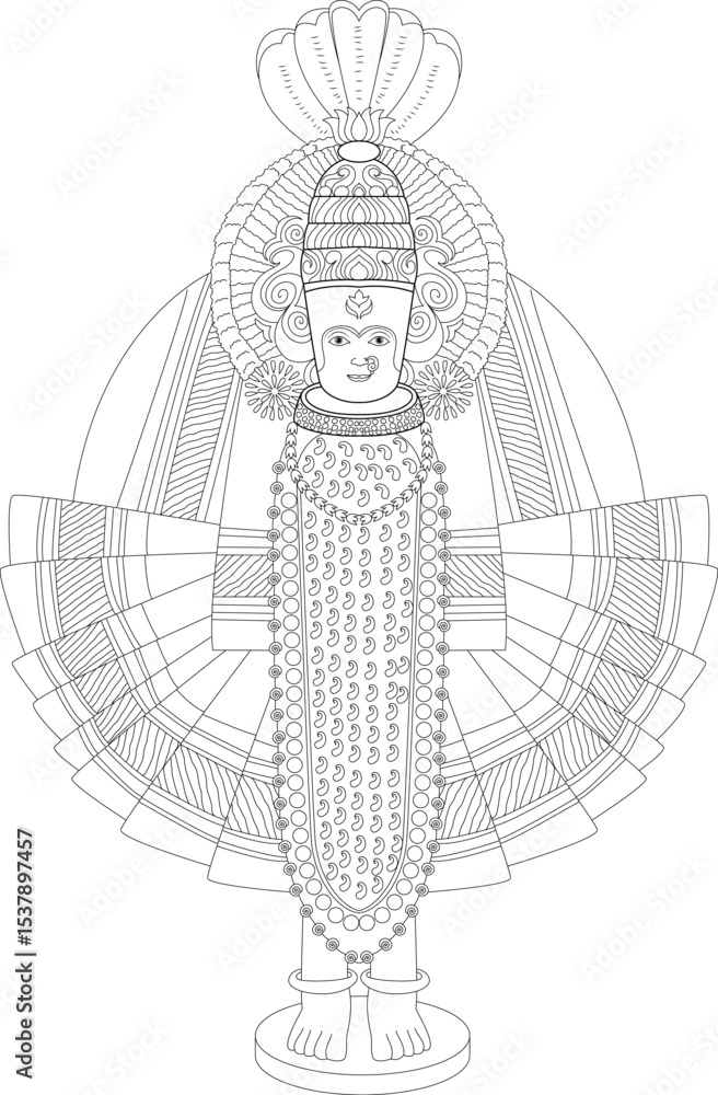 Стоковое векторное изображение «Mahalakshmi Devi Detailed Line Art ...