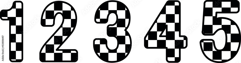 Checkerboard Racing Numbers 1 to 5 – Motorsport Stock Vector | Adobe Stock