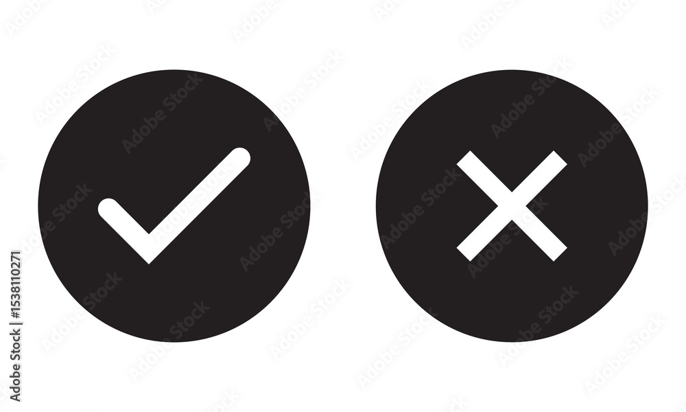 Vector de Stock check mark icon button set. check box icon with right and wrong buttons and yes ...