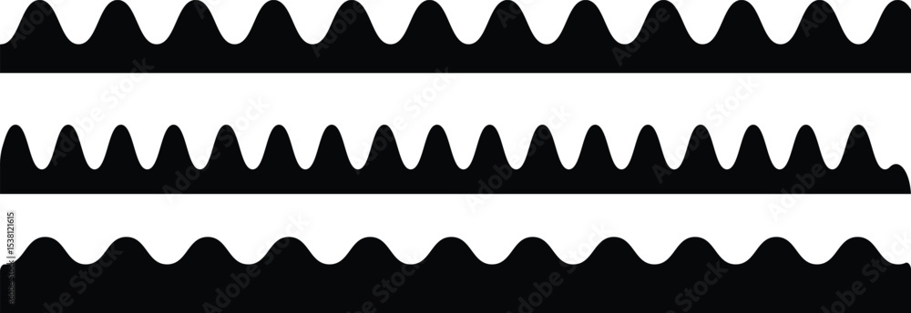 Scalloped edge seamless Set. borders and dividers. Simple scalloped ...