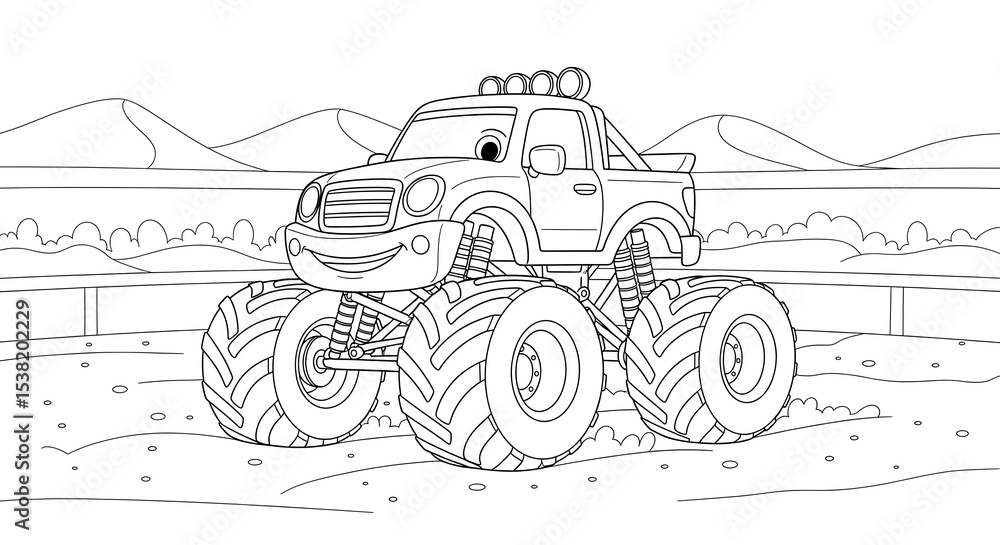 Monster truck coloring page for kids printable free download fun ...