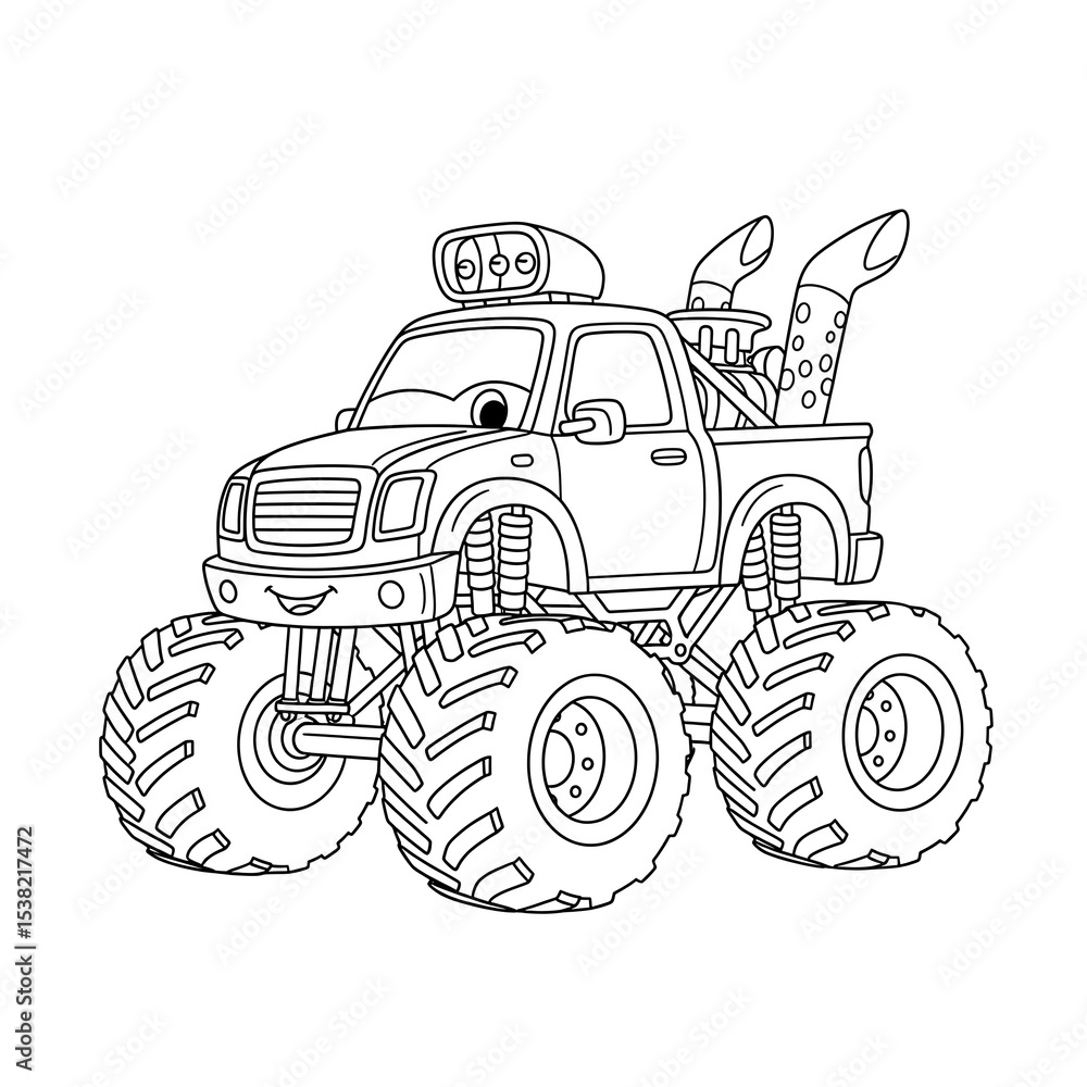 Monster truck coloring page for kids printable free activity sheet ...