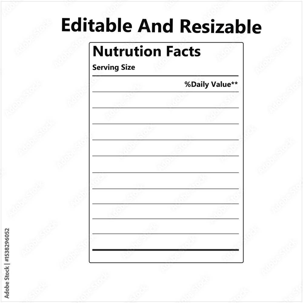 Stock-Vektorgrafik „Blank Customizable nutrition facts, Editable ...