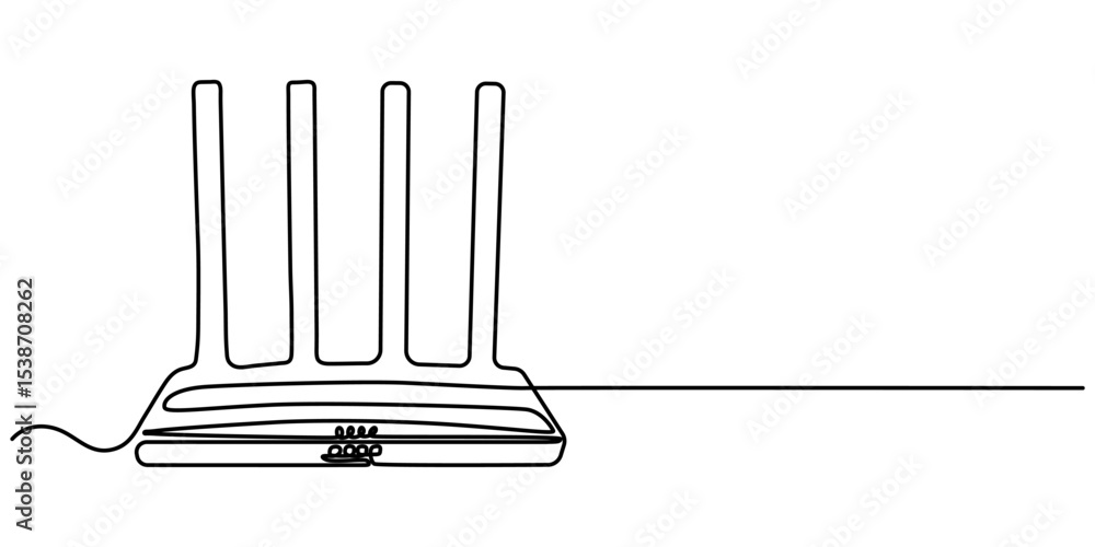 Wi-Fi router line continuous drawing vector. One line Wi-Fi router ...