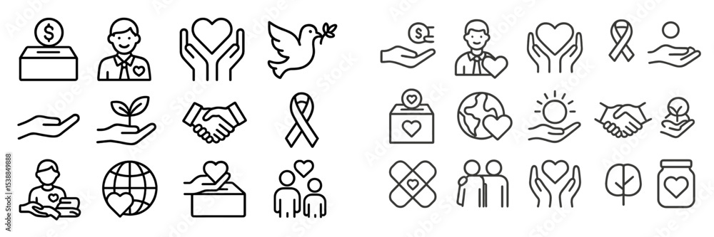 Community support and charity symbols representing giving, compassion ...