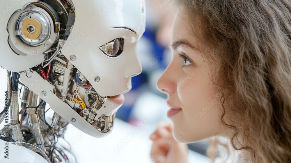 Stock-Foto „Realistic humanoid robot with soft skin and expressive face ...