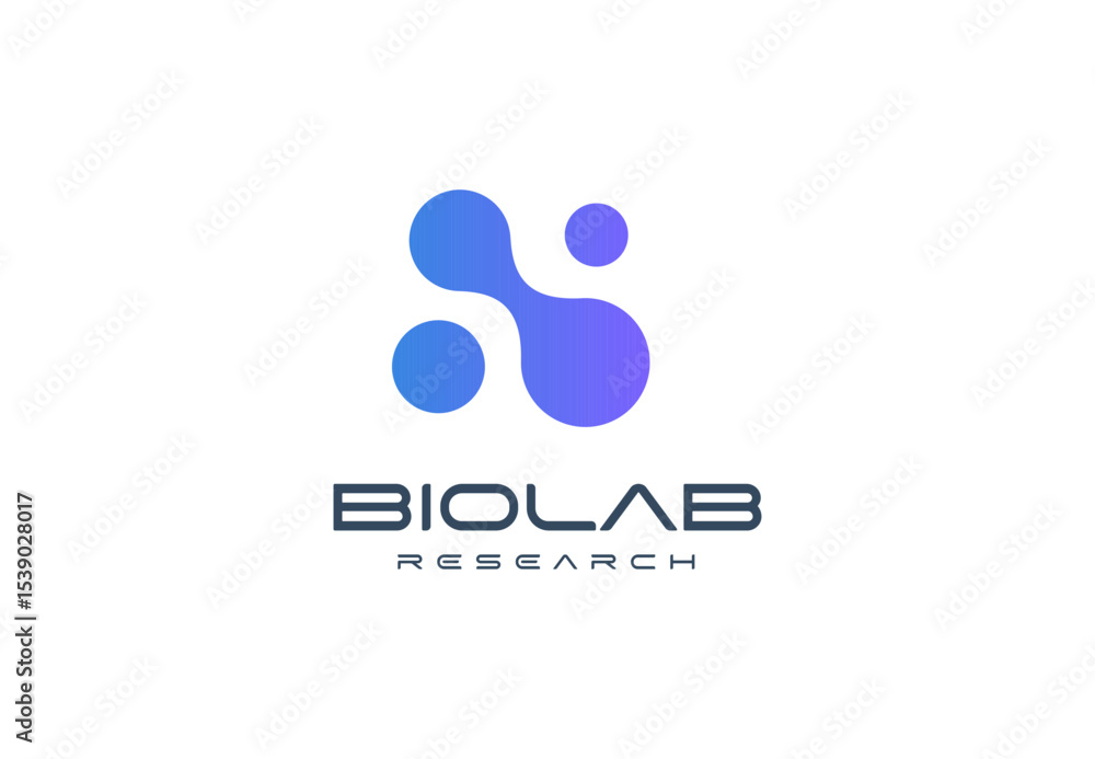 Abstract molecular logo with fusion organic shapes, representing ...