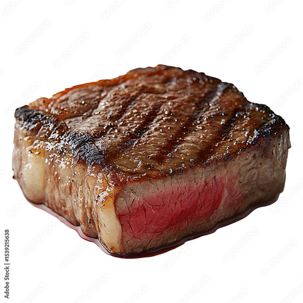 Juicy Medium Rare Grilled Ribeye Steak with Seared Grill Marks and ...