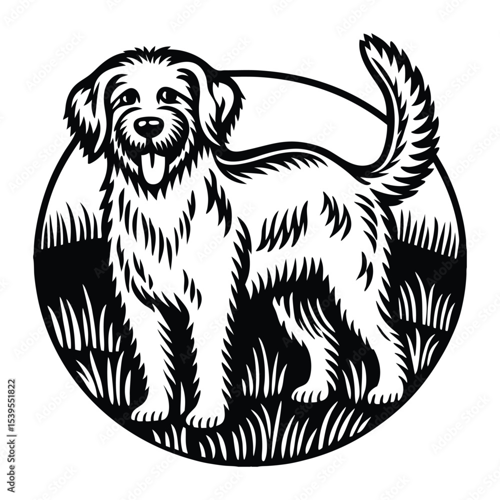 Print Digestio of dog, line icon. Canine esophagus, stomach, intestine ...