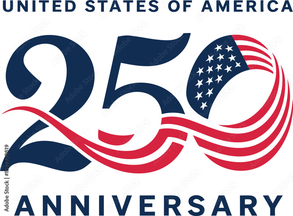 united states 250th anniversary logo featuring american flag, patriotic ...