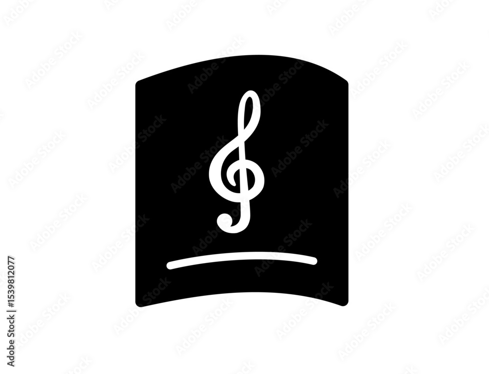 Stock-Vektorgrafik „Icon of sheet music with a treble clef and notes ...