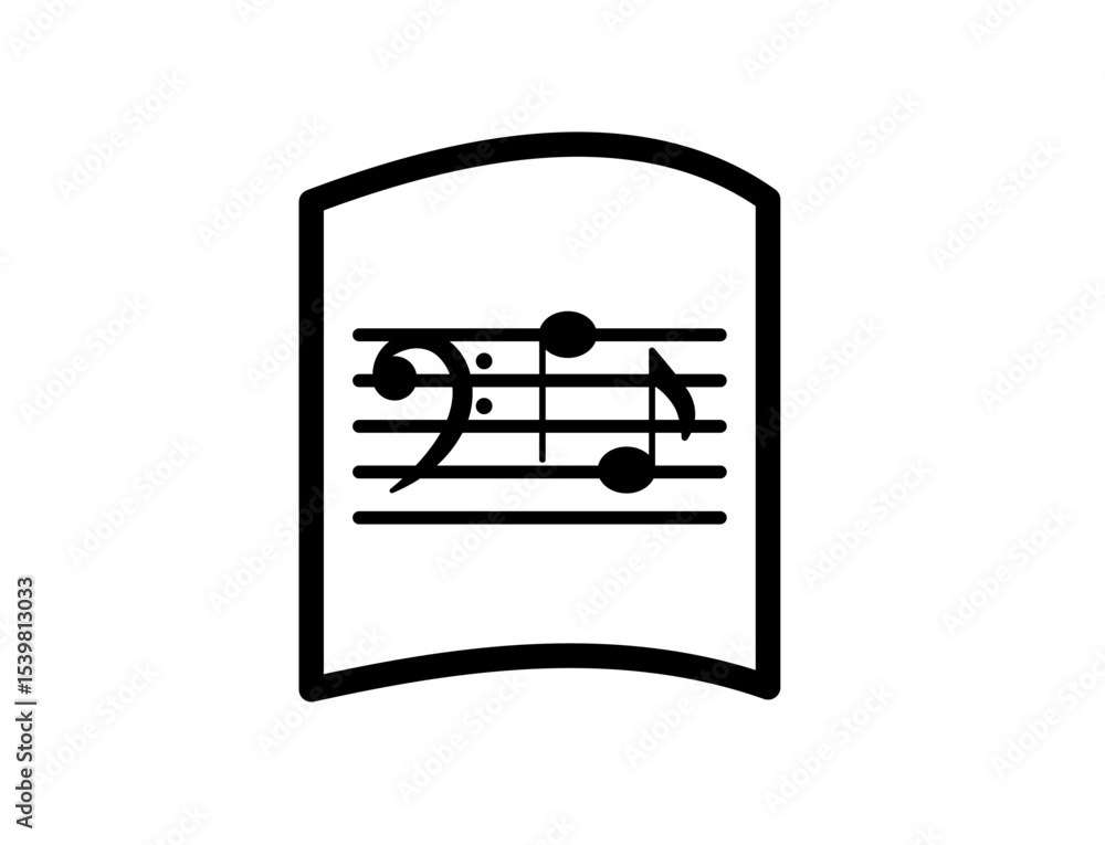 Stock-Vektorgrafik „Icon of sheet music with a bass clef and notes 07B ...