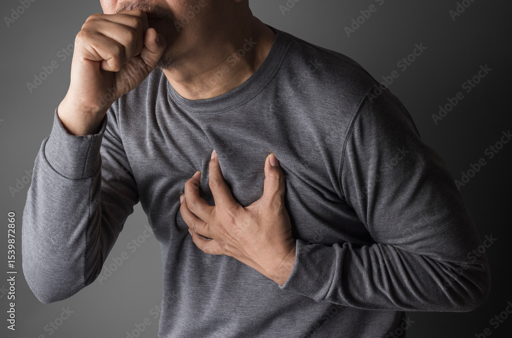 old man patients with respiratory or lung diseases, bad air, dust ...