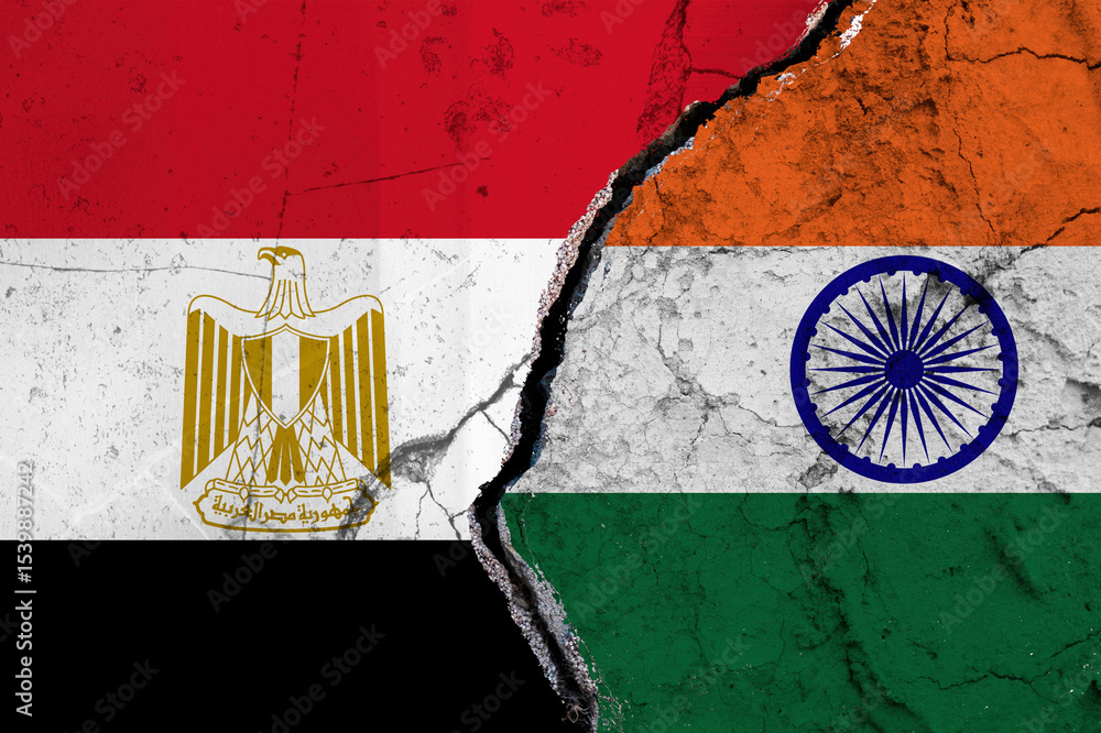 Torn Flags of India and Egypt Depicting Political and Cultural Tension ...