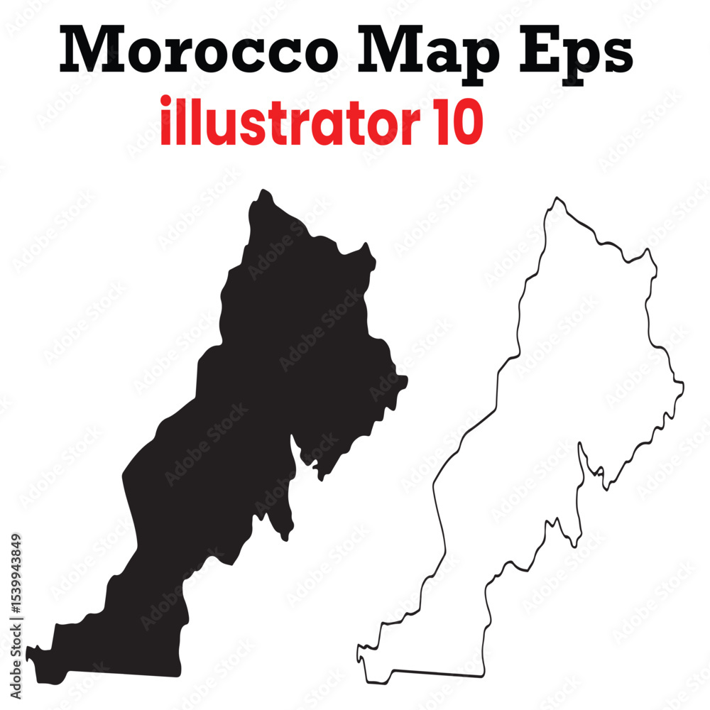 morocco map vector eps illustrator 10 editable silhouette and outline ...