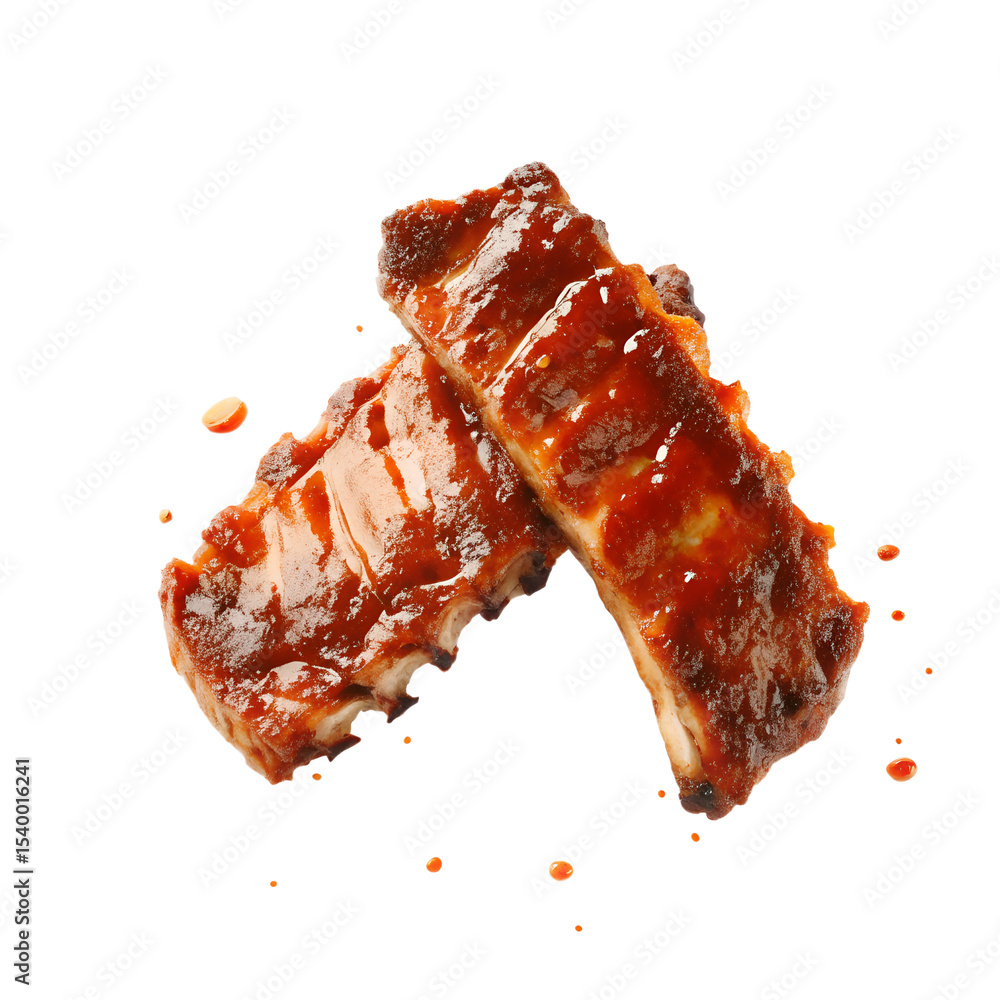 Fotografie Grill pork beef ribs, realistic 3d ribs with honey, grilled ...
