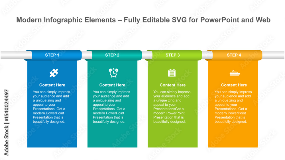 4-Step Vertical Banner Infographic with Icons – Editable PowerPoint ...