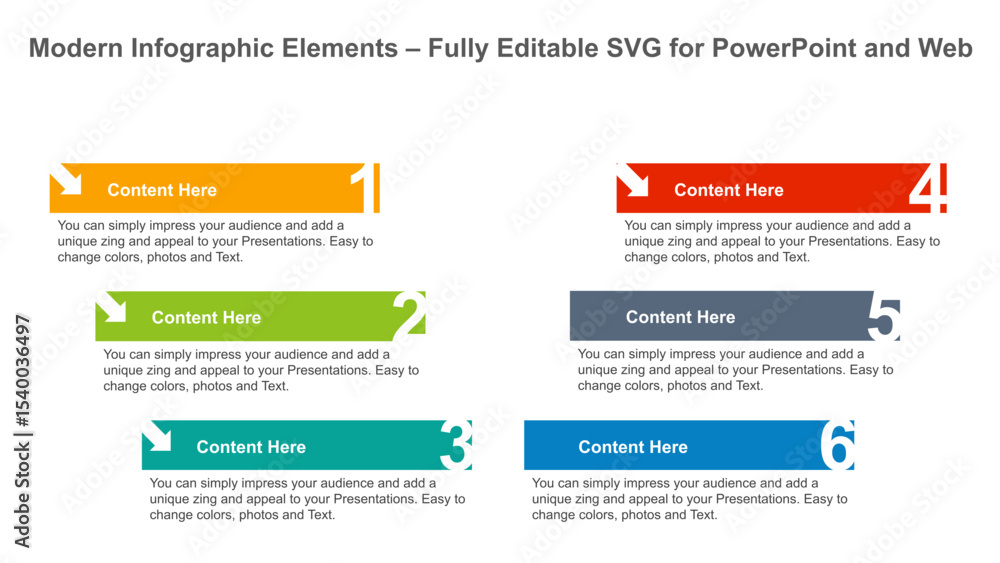 Numbered Arrow Infographic for PowerPoint – 6-Step Horizontal Layout ...
