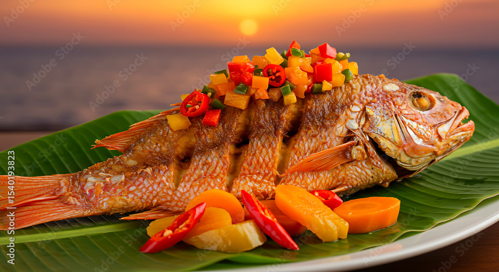 Jamaican Escovitch Fish. fried red snapper topped with pickled carrots ...