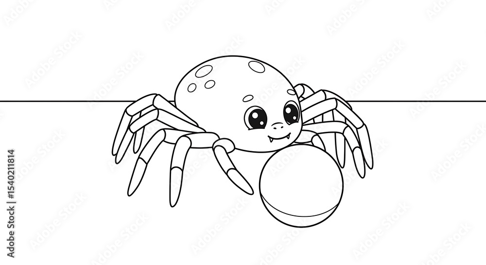 Adorable Cartoon Spider Coloring Page Free Printable Fun for Kids Stock ...