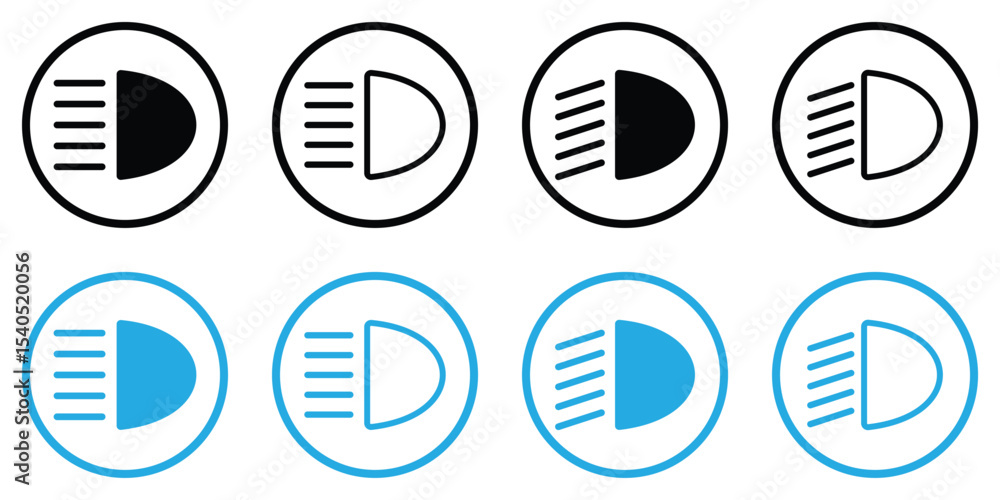 Vector de Stock Vector Icon Set of Car Headlight and Dashboard Light ...