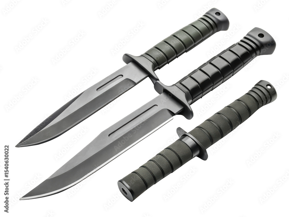 Photo Stock War tactical knife set isolated PNG military blades PNG ...