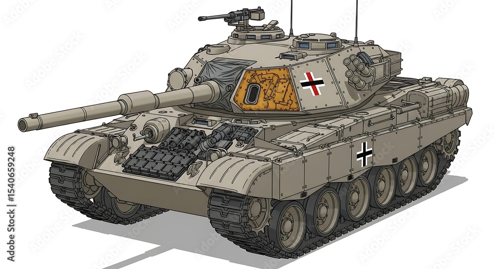 Stock-Illustration „German main battle tank technical illustration with ...