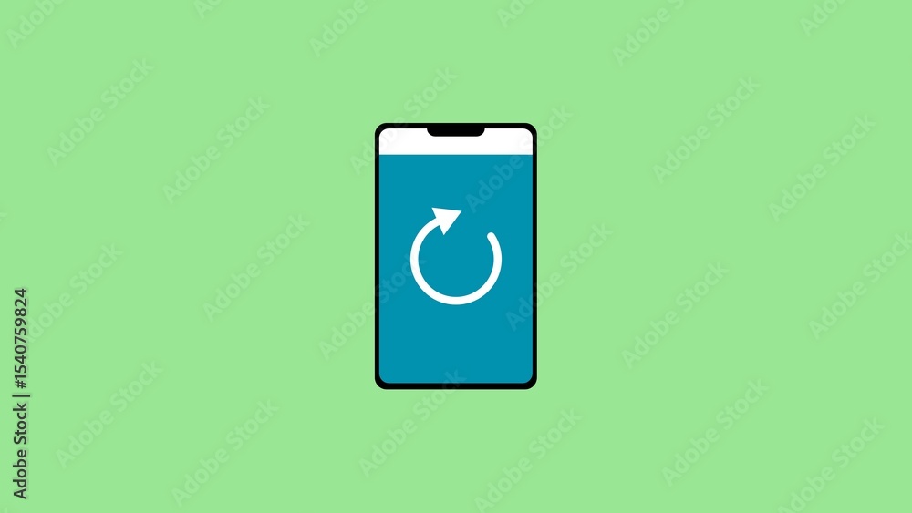 Smartphone displaying refresh reload or update symbol icon representing ...