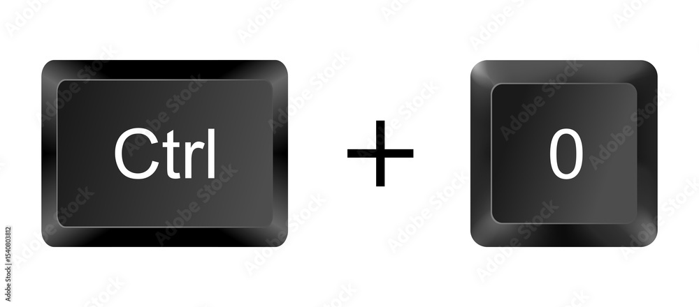 Ctrl + 0 Reset Zoom Keyboard Shortcut Stock Illustration | Adobe Stock