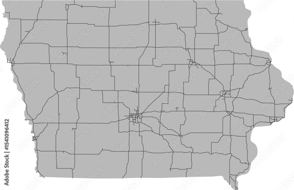 Iowa vector map of the National Highway System with state boundary (NHS ...