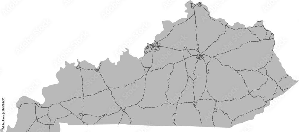 Kentucky vector map of the National Highway System with state boundary ...
