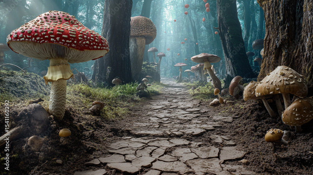 Invasive Fungal Infestation Transforming a Shadowed Forest Path into a ...