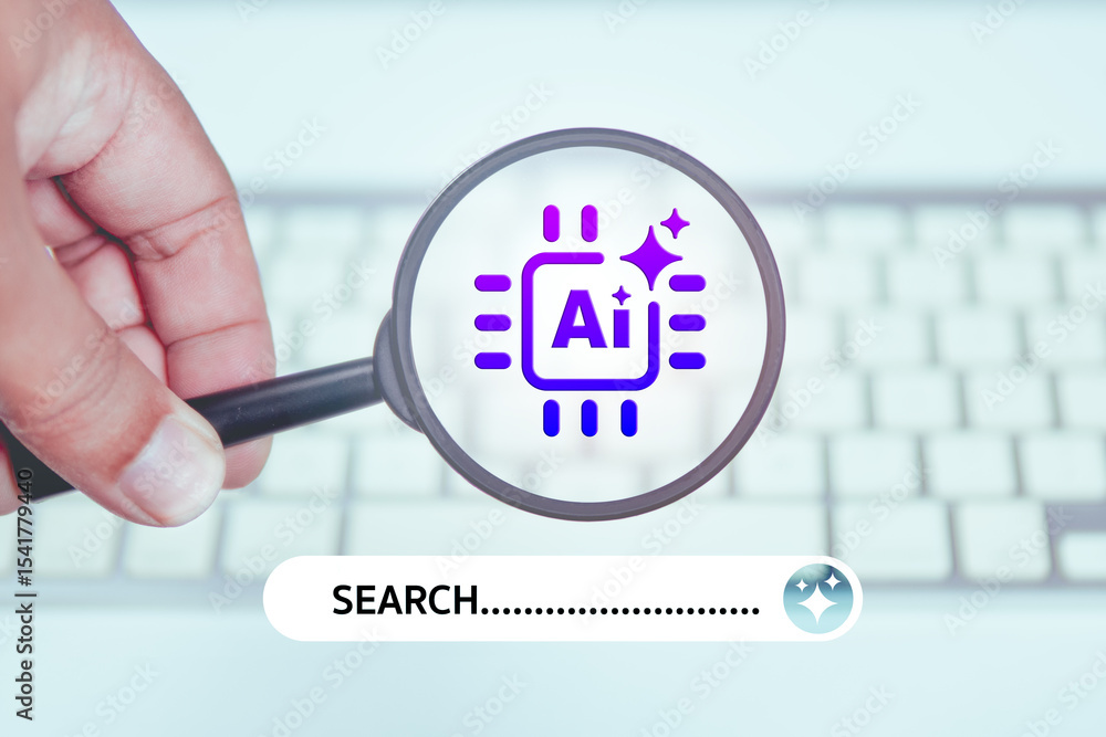 AI Search and Magnifying Glass on Keyboard, Artificial Intelligence ...