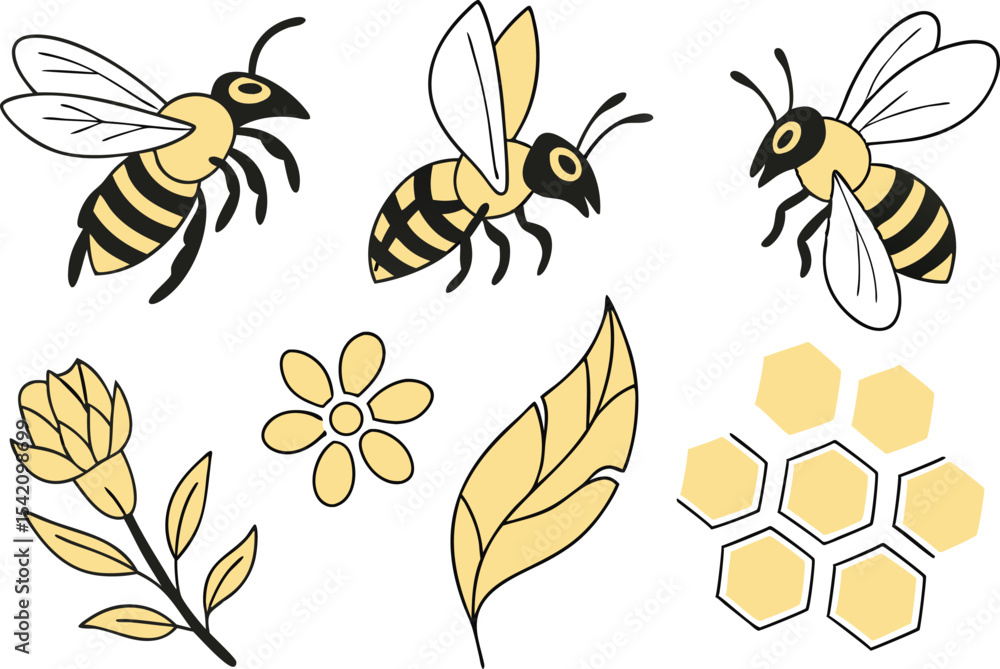 Cute Bee Clipart Set for Kids and Crafts. Cartoon Bee Clipart for ...