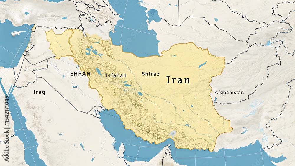 Detailed Political Map of Iran Showing Tehran Isfahan Shiraz Geographic ...