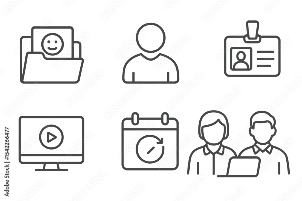 Employee Onboarding Icons. Line style icons of employee onboarding ...