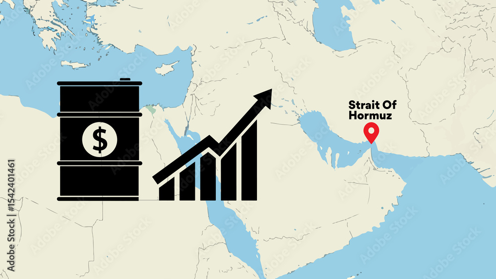 Stock-Illustration „Strait of Hormuz with the location icon in minimal ...