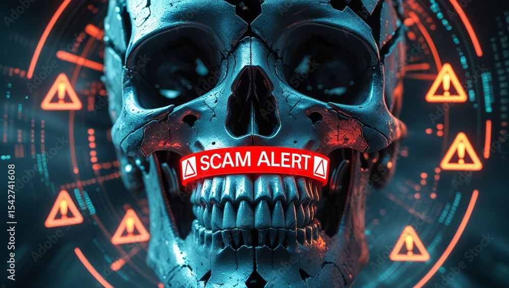 Stock-Illustration „A striking digital rendering of a skull with a ...