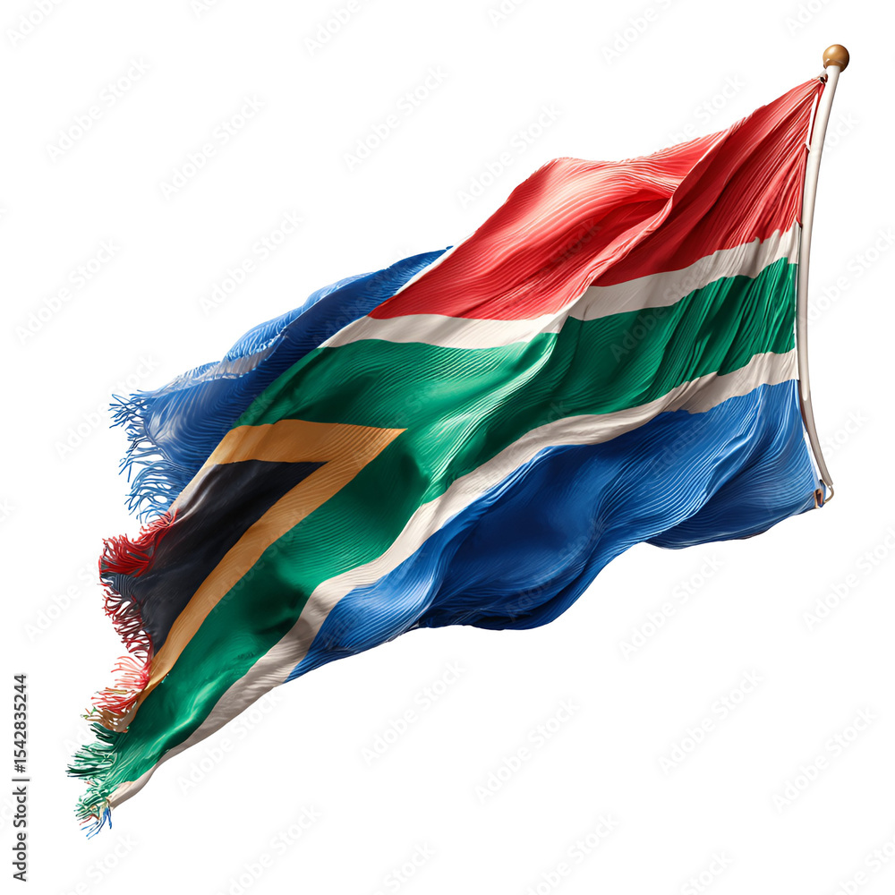South African flag waving proudly on a dark background, Stock Photo ...