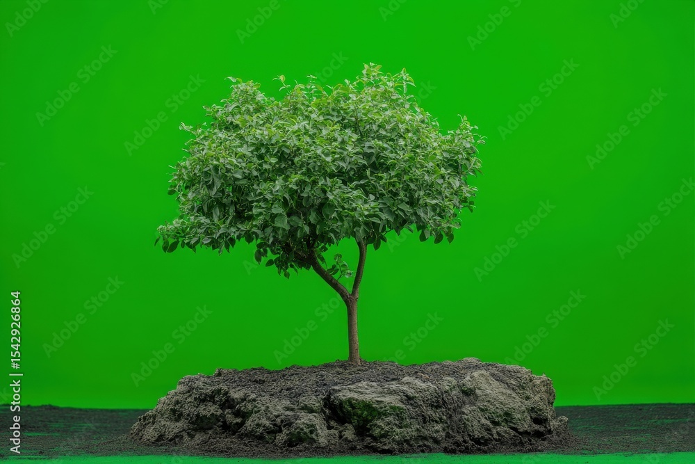 Photo Stock Growing Pertusa tree timelapse against green screen ...