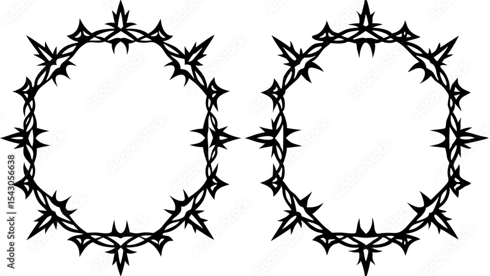 Gothic Thorn Frame Vector Set – Spiky Dark Border Designs for Tattoo ...