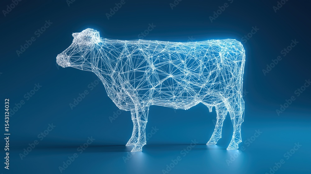 Digital Cow: An artistic representation of a cow rendered in a digital ...