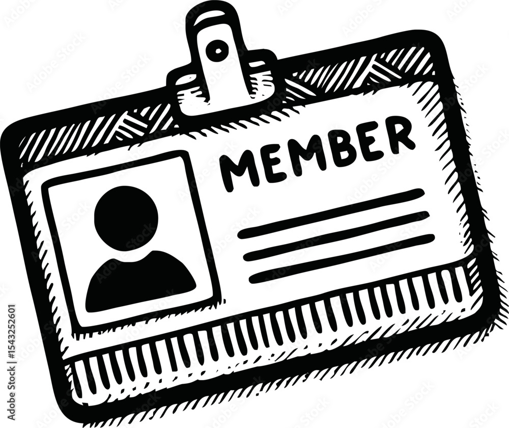 Vector de Stock member id card icon doodle hand drawn. Outline line ...