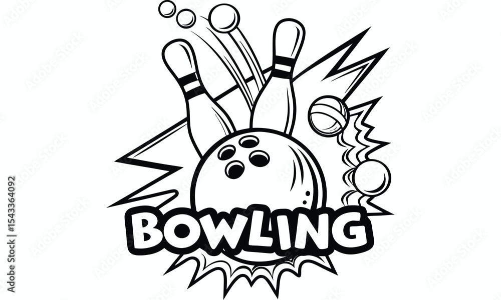 Bowling ball and pins graphic design isolated on white background Stock ...