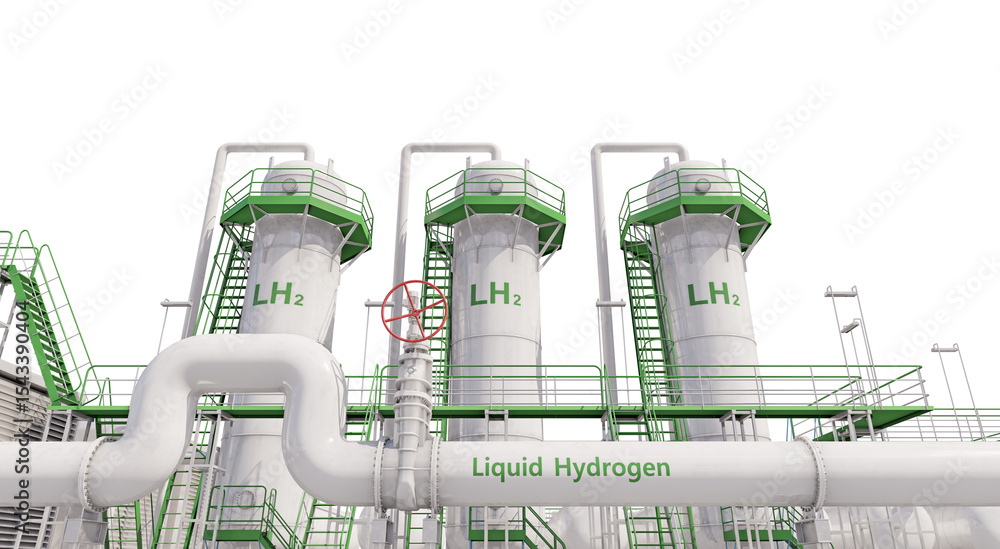 Hydrogen liquefaction facility isolated on transparent background ...
