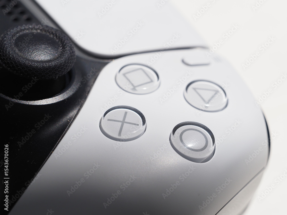 Sosua, Dominican Republic, May 26, 2025: Sony PlayStation PS5 Dualshock 5 Controller. Close-up ...